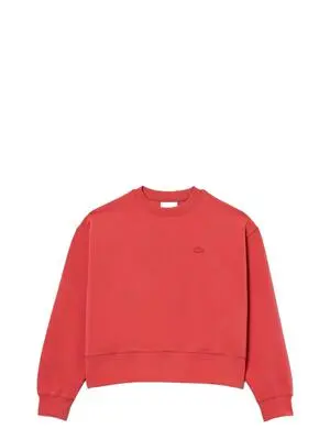 Lacoste Loose Fit Cotton Crewneck Sweatshirt - Red