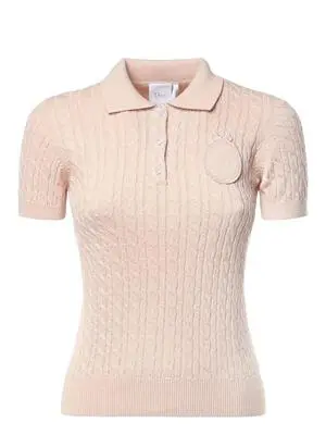 Dior Dior Cable-Knit Polo Top Pink