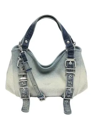 DIESEL® D-one Small Crystal Solarised Denim Top-handle Bag - Blue