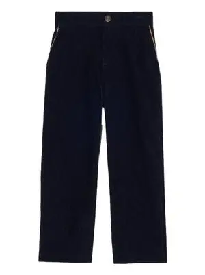 Burberry Corduroy Trousers With House Check Trim - Navy