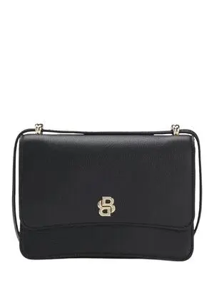 HUGO BOSS Hugo Boss Grained Leather Shoulder Bag With Gold-Tone Monogram