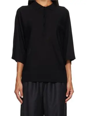 LISA YANG Lisa Yang Norie Polo Knitted Top Black