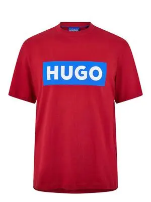 Hugo Boss Short Sleeve Top With Logo Detail - Red