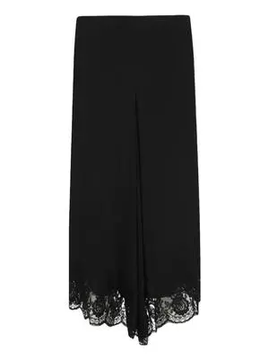 P.a.r.o.s.h Midi Skirt With Lace Trim - Black