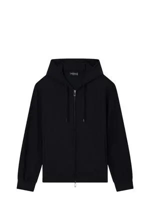 Emporio Armani Zip-up Hoodie With Monogram Detail - Black