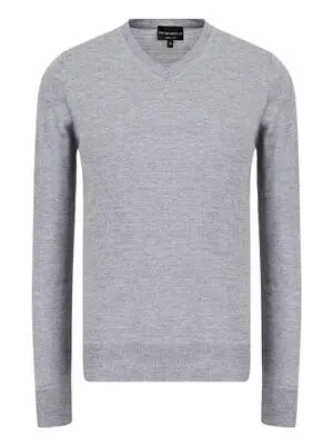 Emporio Armani V-neck Knit Sweater - Grey