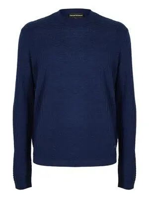 Emporio Armani Textured Crewneck Pullover Sweater - Black
