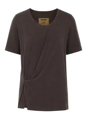 UMA WANG Twisted Draping Crewneck T-shirt - Black