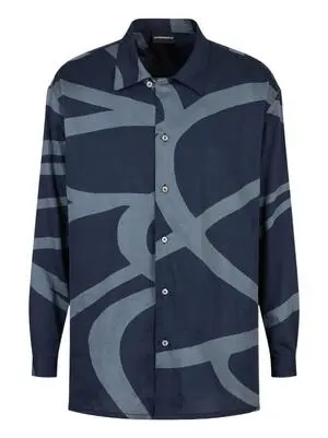 Emporio Armani Print Long Sleeve Shirt - Blue