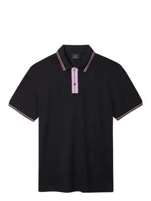 Paul Smith Striped Shortsleeve Polo - Black