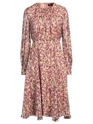 Max Mara Long Sleeve Floral Print Midi Dress - Pink