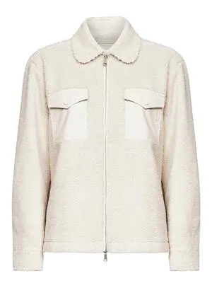 Moncler MONCLER Long Sleeve Fleece Jacket Cream