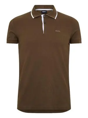 Hugo Boss Pique Shortsleeve Polo Shirt - Brown