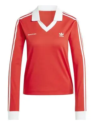 ADIDAS ORIGINALS Retro Colorblock Long Sleeve Polo - Red