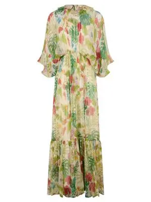 GUCCI GUCCI Printed Silk Long Maxi Dress