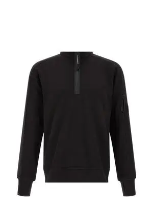 C.P. COMPANY Diagonal Raised Fleece Lens Half Zip Sweatshirt - Black