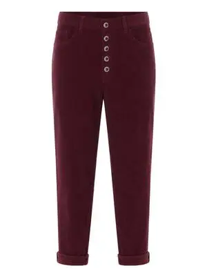 DONDUP Corduroy Tapered Leg Trousers With Button Fly - Brown