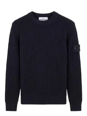 Stone Island Stone Island Long-Sleeved Pullover With Ribbed Trim Blue