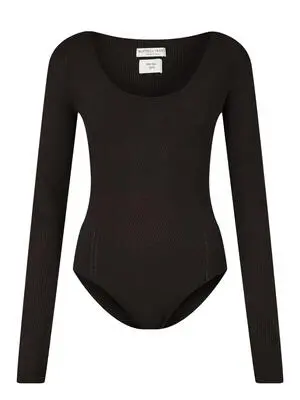 Bottega Veneta Ribbed Long Sleeve Bodysuit - Black