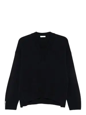 Peserico V-neck Ribbed Trim Jumper - Navy Blue