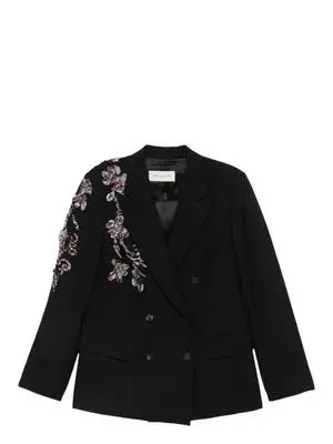 Dries Van Noten Embellished Double-breasted Blazer - Black
