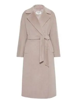 Max Mara Belted Wool Wrap Coat - Sand-colored