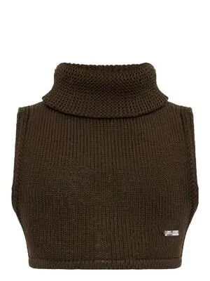 Dsquared2 Wool Knit Turtleneck Vest - Brown