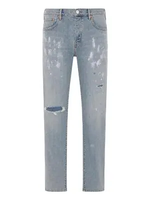 PURPLE BRAND Light Wash Distressed Knee Slit Jeans - Gray