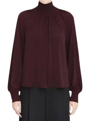 VINCE Vince Ribbed-Trim High-Neck Long-Sleeve Top