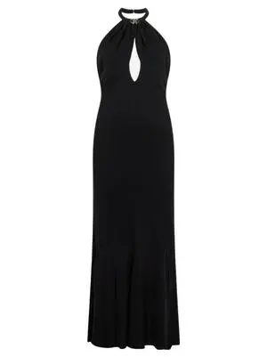 Roberto Cavalli Halterneck Cutout Midi Dress - Black