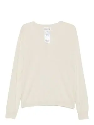 MAISON MARGIELA V-neck Long Sleeve Sweater - White