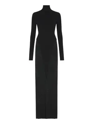 Alaïa High Neck Sheer Panel Maxi Dress - Black