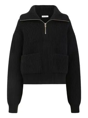 ALAÏA ALAÏA Ribbed Wool-Cashmere Trucker Pullover