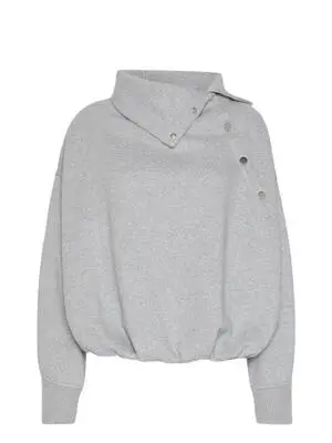 Sportmax Asymmetrical Press-stud Sweatshirt - Light Gray