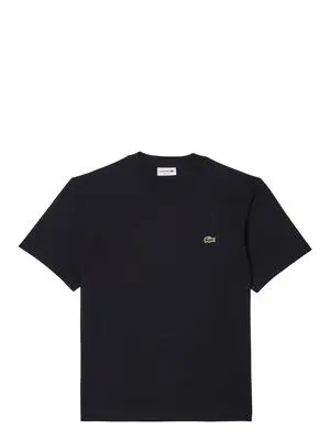 Lacoste Cotton Tshirt With Crocodile Logo - Black
