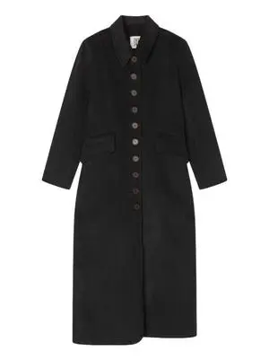 BY MALENE BIRGER Pointed Collar Long Coat - Black