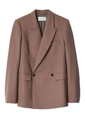 LEMAIRE Double-breasted Tropical Wool Blend Tailored Jacket - Nutmeg