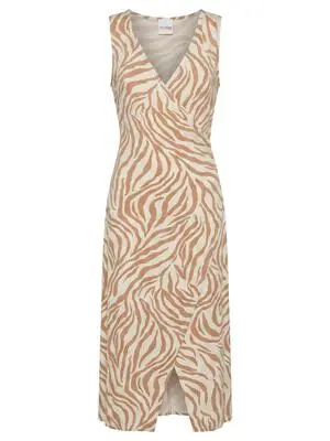 Max Mara Sleeveless Zebra Print Midi Dress - Camel