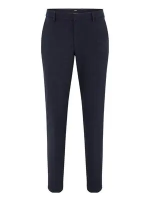 Hugo Boss Navy Tailored Flat-front Trousers - Blue