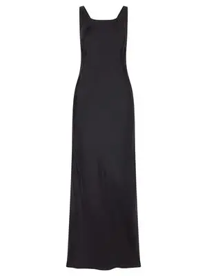 Le Kasha Open-back Silk-satin Maxi Dress - Black