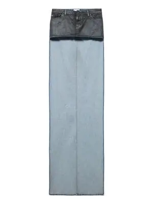 7 For All Mankind Asymmetrical Maxi Denim Skirt - Grey