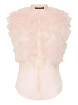 Max Mara Max Mara Ruffled Silk Shirt Pink
