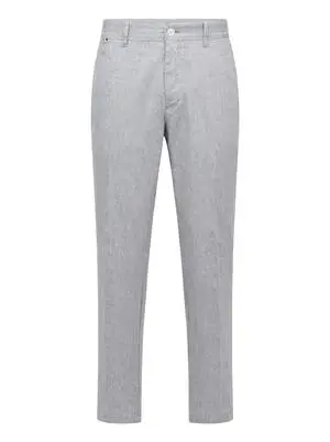 Hugo Boss Light Heathergrey Flatfront Cropped Chinos - Blue