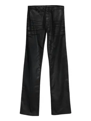 Gucci Coated Cotton Twill Denim Pants With Web - Black