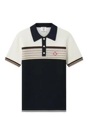 Casablanca Colourblock Striped Knit Polo Shirt - Multi-color