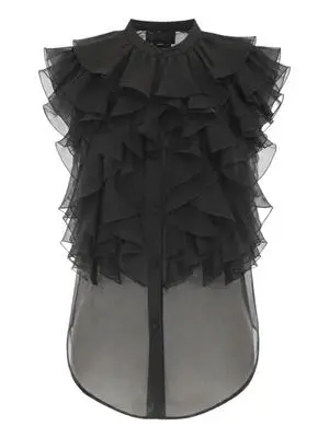 Max Mara Max Mara Ruffled Silk Shirt Black