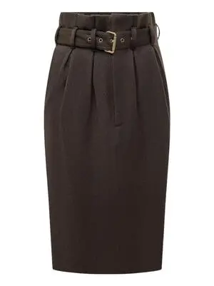 Etro Pleated Midi Skirt With Belt - Brown