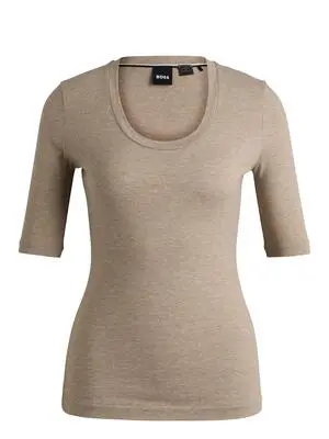 Hugo Boss Hugo Boss Taupe Fine Knit Elbow Sleeve Top Grey