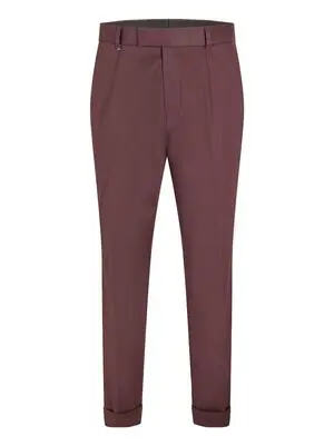 Hugo Boss Tailored Trousers With Cuffed Hem - Red