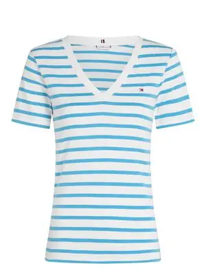 Tommy Hilfiger Striped V-neck Top - White